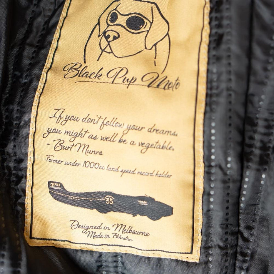 Black Pup Moto | 'ol Bobber Classic Leather Motorbike Jacket | Peak Moto